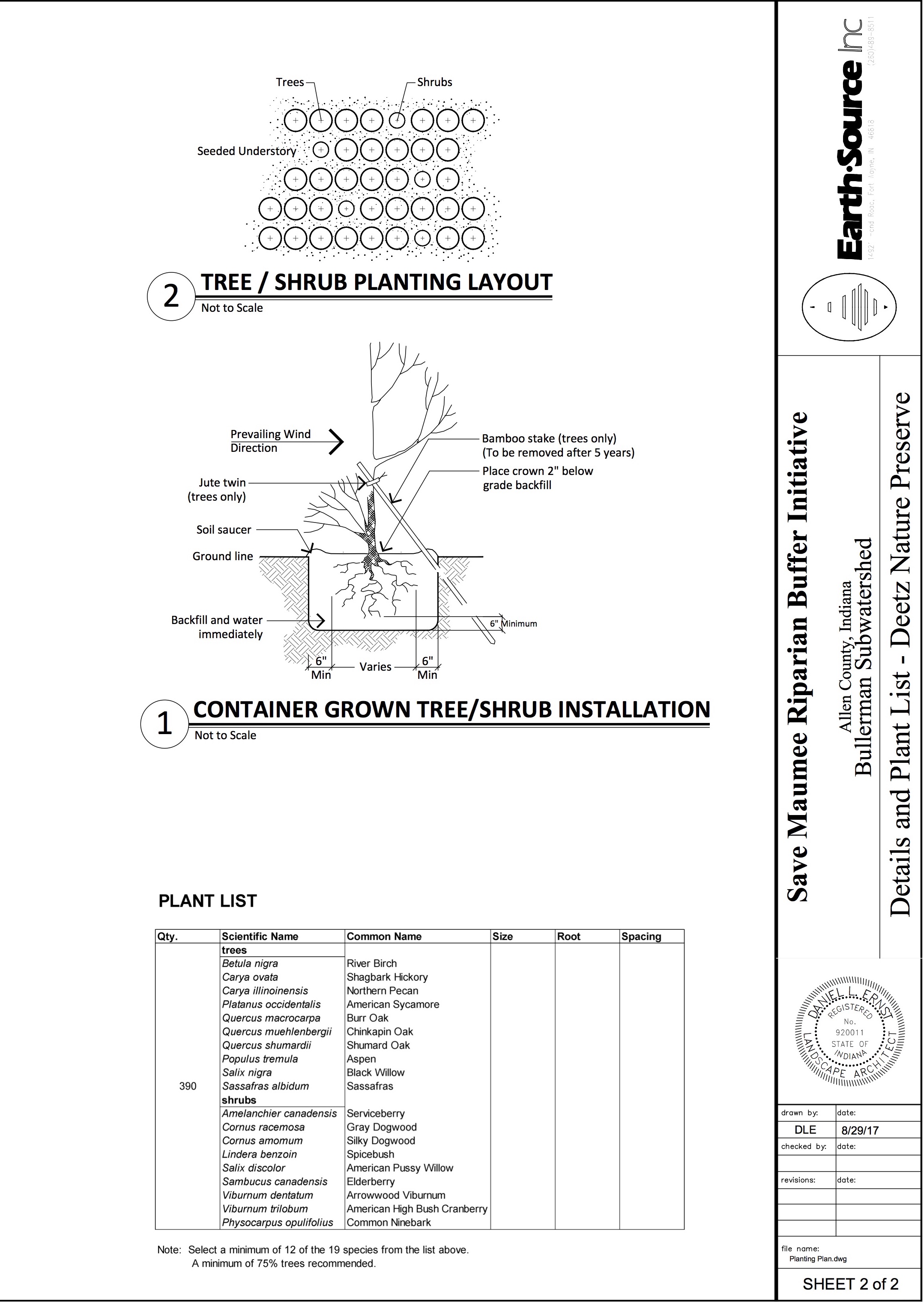 Tree shrub species Deetz_BullermanPlanting Layout-Details & Plant List ...